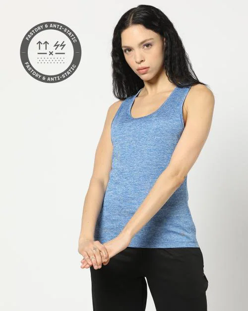 Buy Women Heathered Slim Fit Tank Top Online at Best Prices in India ...