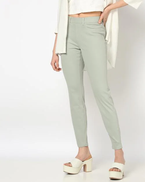 Buy Women Skinny Fit Flat-Front Trousers Online at Best Prices in India ...