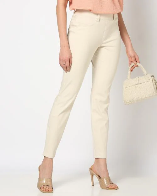 Buy Women Skinny Fit Flat-Front Trousers Online at Best Prices in India ...