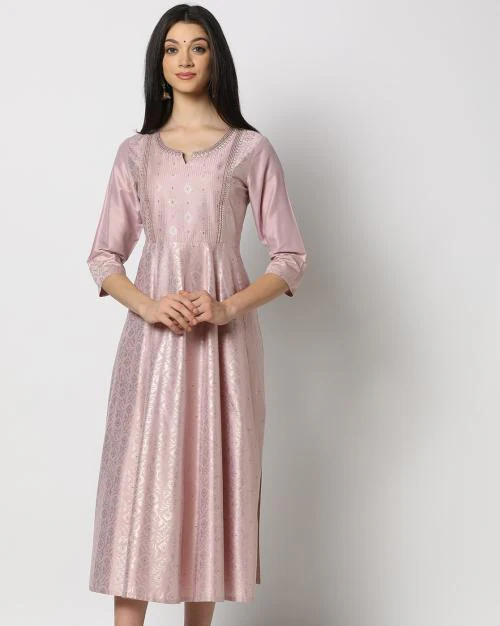 Buy Women Zari Woven Fit & Flare Dress Online at Best Prices in India ...