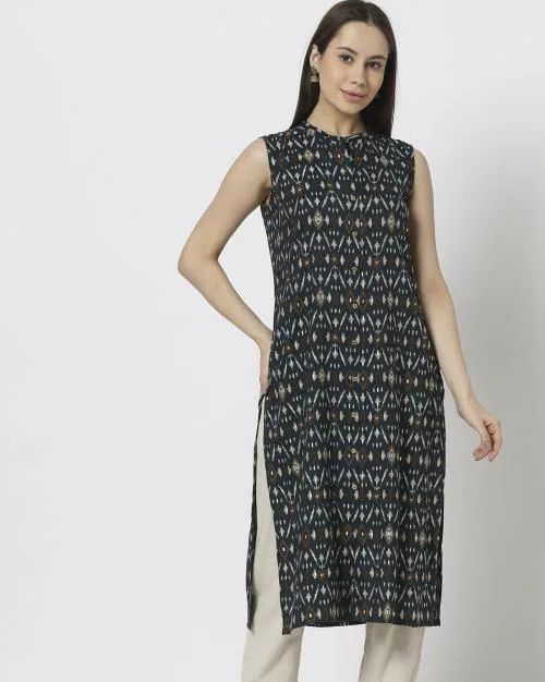 Buy Women Ikat Print Straight Kurta Online at Best Prices in India ...