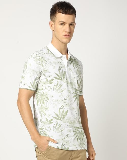Buy Men Leaf Print Regular Fit Polo T-Shirt Online at Best Prices in India - JioMart.