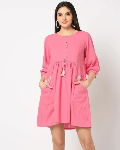 Buy Women Embroidered Mini A-Line Dress Online at Best Prices in India ...