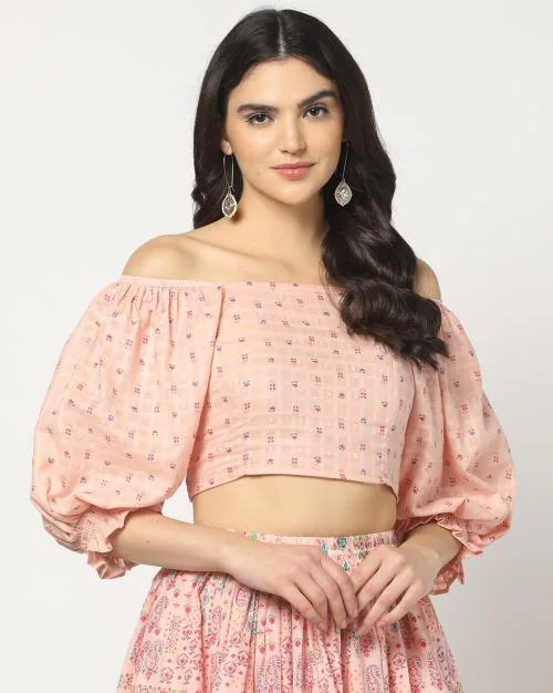 Buy Women Floral Print Relaxed Fit Crop Top Online at Best Prices in ...