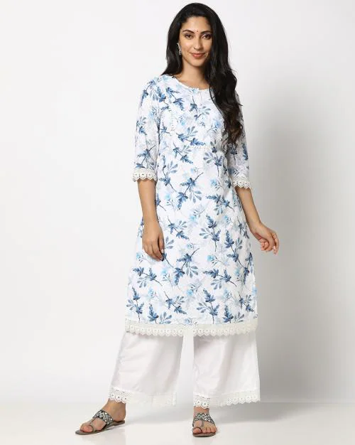Buy Women Floral Print Straight Kurta & Palazzos Set Online at Best Prices in India - JioMart.
