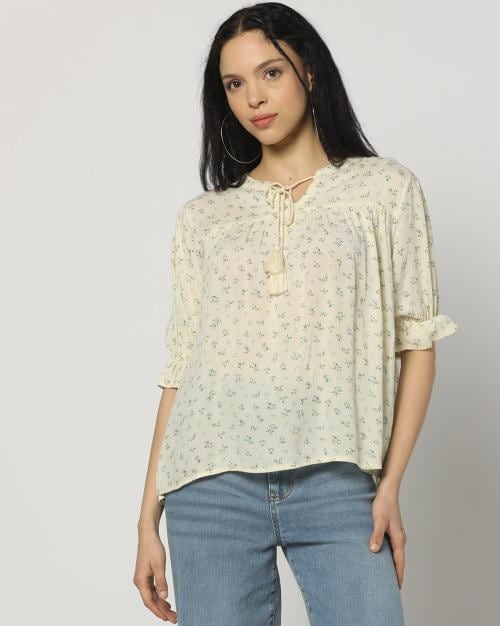 Buy Women Floral Print Regular Fit Top Online at Best Prices in India ...