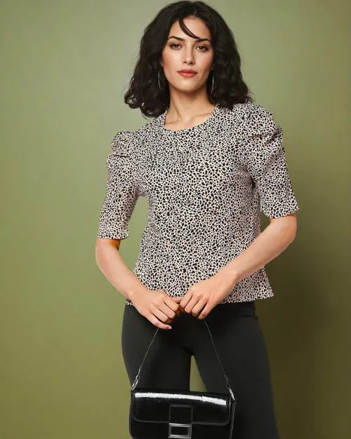 Buy Women Animal Print Relaxed Fit Top Online at Best Prices in India ...