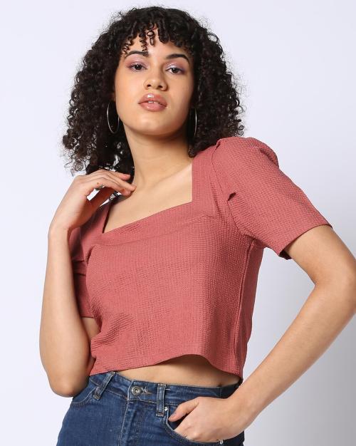 Buy Women Ribbed Regular Fit Top Online at Best Prices in India - JioMart.