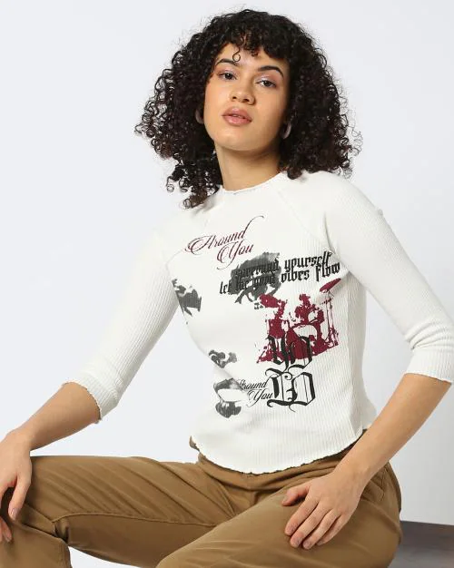 Buy Women Graphic Print Regular Fit Top Online at Best Prices in India ...