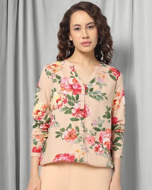 Buy Women Floral Print Regular Fit Top Online at Best Prices in India ...