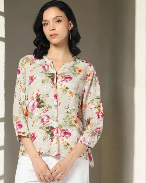 Buy Women Floral Print Regular Fit Top Online at Best Prices in India ...