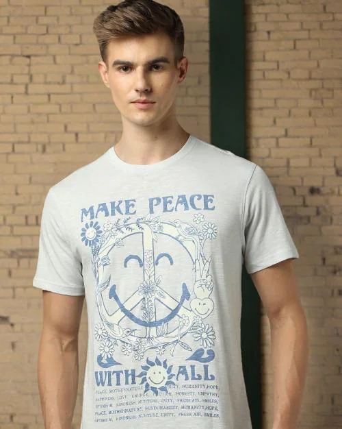 Buy Men Graphic Print Slim Fit Crew-Neck T-Shirt Online at Best Prices ...