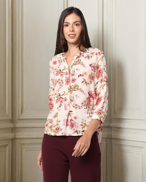 Buy Women Floral Print Regular Fit Top Online at Best Prices in India ...
