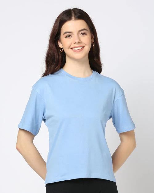 Buy Women Regular Fit Round-Neck Top Online at Best Prices in India ...