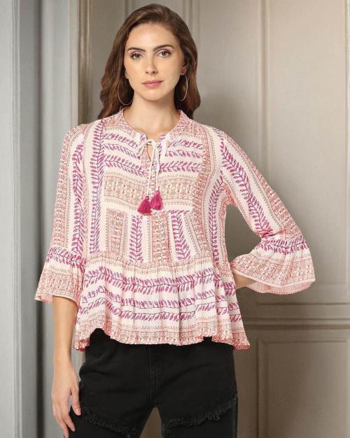 Buy Women Leaf Print Regular Fit Top Online at Best Prices in India ...