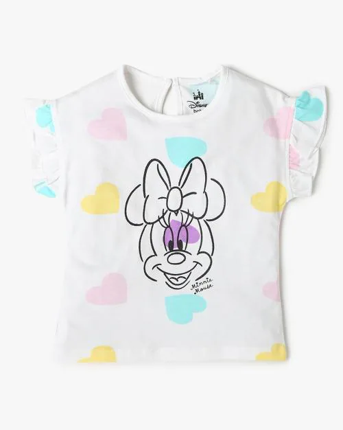 Buy Girls Mickey Mouse Print Round-Neck T-Shirt Online at Best Prices ...