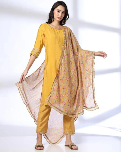 Buy Women Striped Straight Kurta Suit Set Online at Best Prices in ...