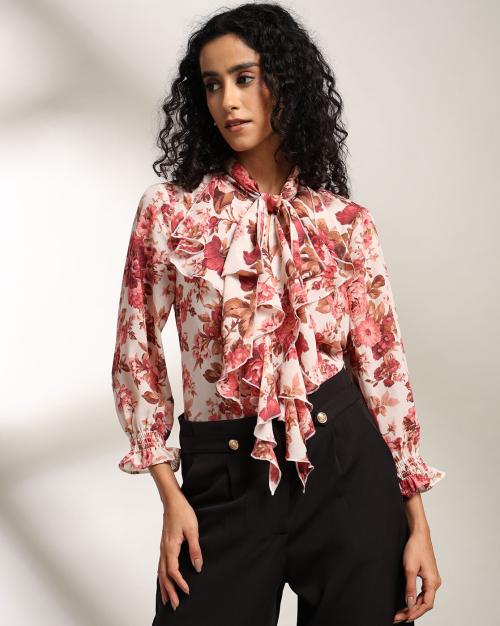 Buy Women Floral Print Regular Fit Top Online at Best Prices in India ...