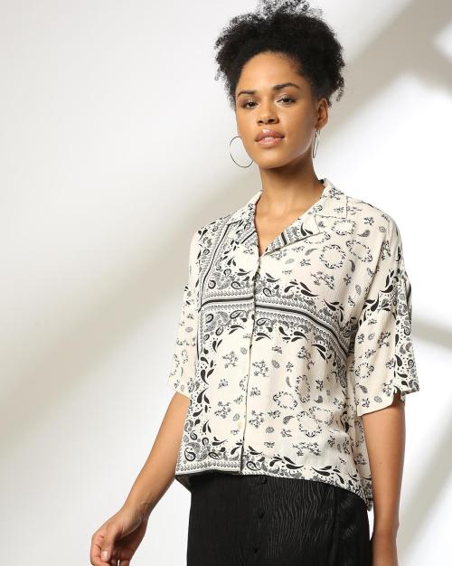 Buy Women Leaf Print Regular Fit Shirt Online at Best Prices in India ...