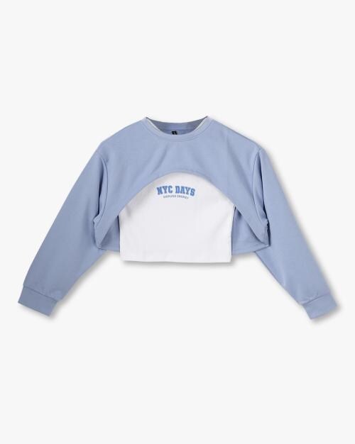 Buy Girls Typographic Print Varsity Regular Fit Twofer Top Online at ...