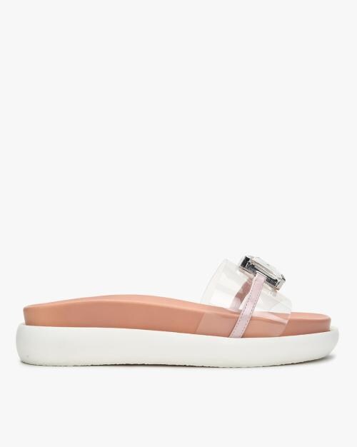 Buy Stone-Studded Slides with Transparent Strap Online at Best Prices ...