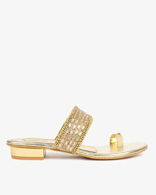 Buy Women Embellished Toe-Ring Heeled Sandals Online at Best Prices in ...