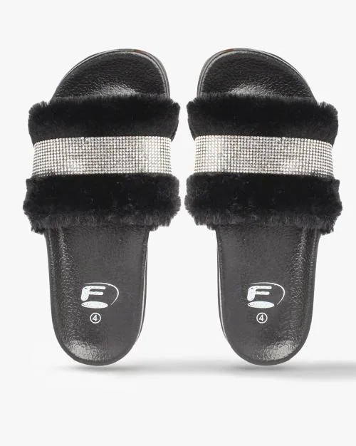 Buy Embellished Fur Flip-Flops Online at Best Prices in India - JioMart.