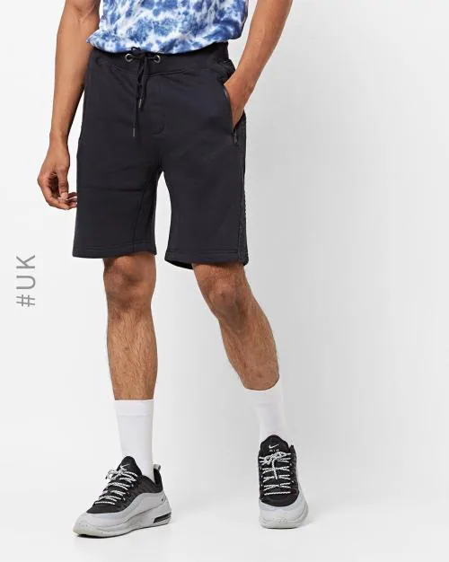 Buy Mid-Rise Drawstring Shorts with Textured Panels Online at Best ...