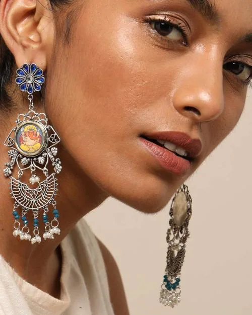 Buy German Silver Tribal Tholia Earrings Online at Best Prices in India ...