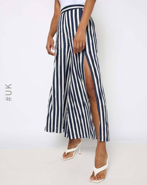 Buy Striped Palazzos with Thigh-High Slits Online at Best Prices in India - JioMart.
