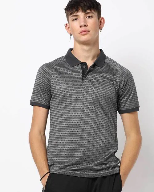 Buy Regular Fit Striped Polo T-Shirt with Raglan Sleeves Online at Best ...