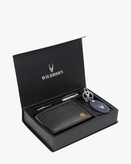 Buy Leather Bi-Fold Wallet with Keychain & Pen Online at Best Prices in ...