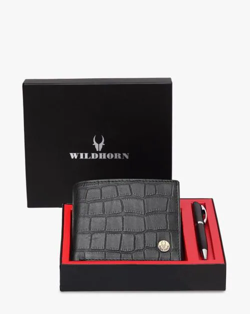 Buy Genuine Leather Bi-Fold Wallet & Pen Gift Set Online at Best Prices ...