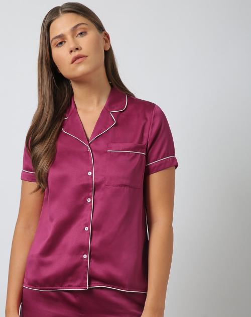 Buy Women Patch Pocket Shirt with Contrast Piping Online at Best Prices ...