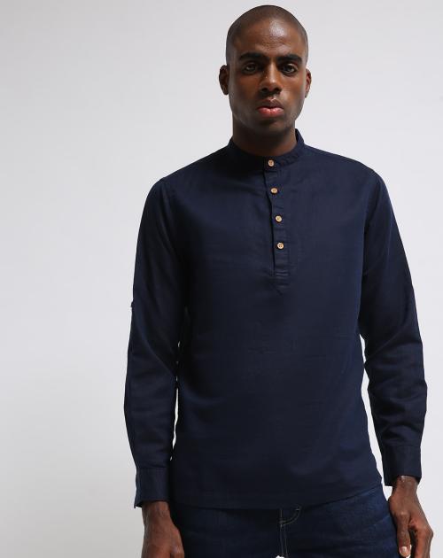 Buy Slim Fit Band Collar Shirt Online at Best Prices in India - JioMart.