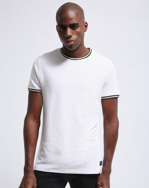 Buy Crew-Neck T-shirt with Contrast Piping Online at Best Prices in ...