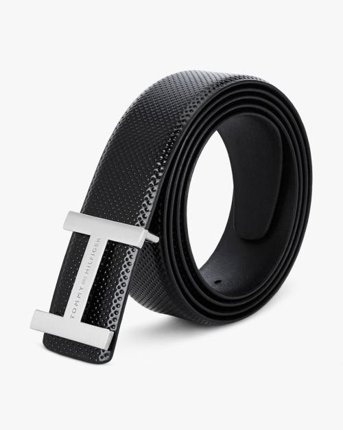 Buy Textured Genuine Leather Belt with Push Pin Buckle Online at Best ...