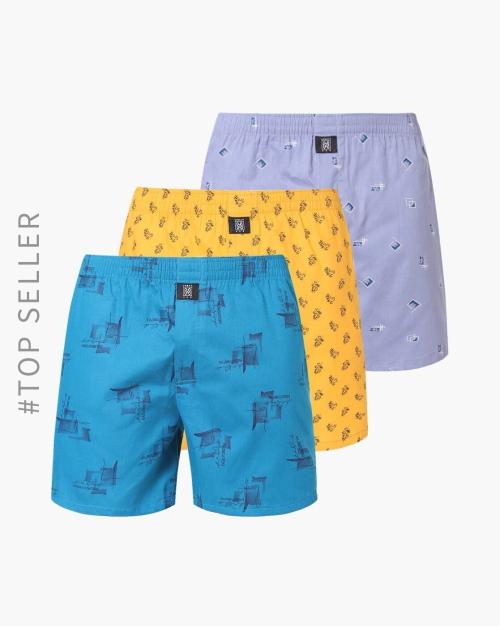 Buy Pack of 3 Printed Boxers with Elasticated Waist Online at Best ...