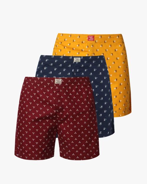 Buy Pack of 3 Printed Slim Fit Boxers Online at Best Prices in India ...