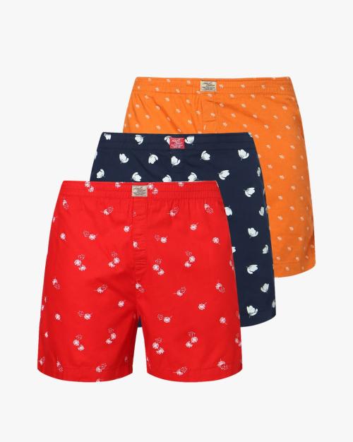 Buy Pack of 3 Printed Slim Fit Boxers Online at Best Prices in India ...