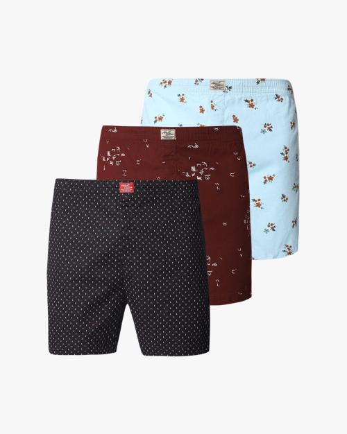 Buy Pack of 3 Printed Slim Fit Boxers Online at Best Prices in India ...