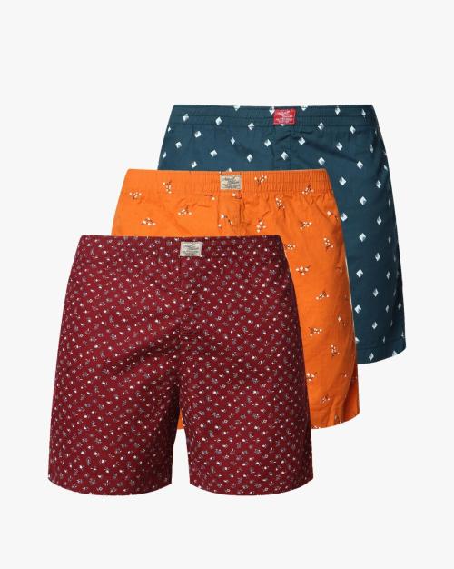 Buy Pack of 3 Printed Slim Fit Boxers Online at Best Prices in India ...