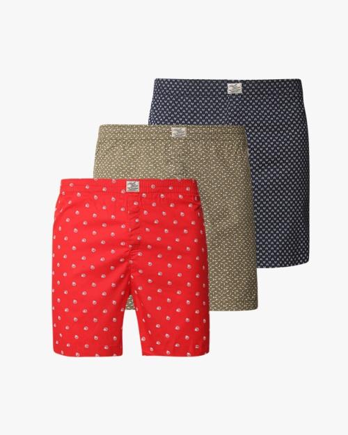 Buy Pack of 3 Printed Slim Fit Boxers Online at Best Prices in India ...