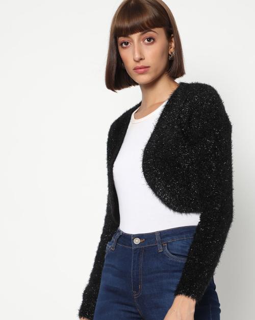 Cropped Open-Front Cardigan - JioMart