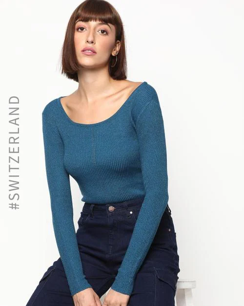 Buy Ribbed Round-Neck Pullover Online at Best Prices in India - JioMart.