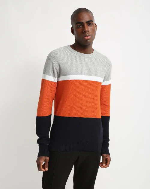 Buy Colorblock Crew-Neck Sweater Online at Best Prices in India - JioMart.