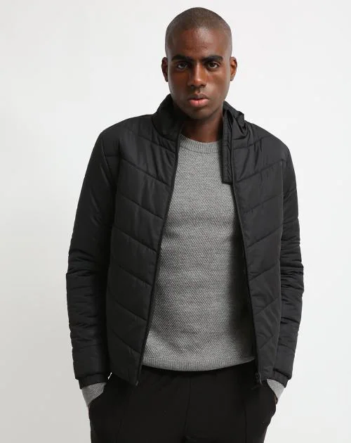 Buy Zip-Front Puffer Jacket with Insert Pockets Online at Best Prices ...