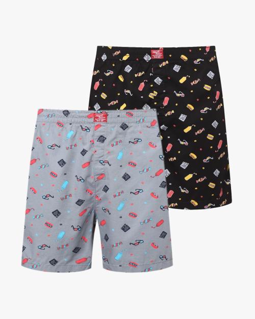 Buy Pack of 2 Novelty Print Slim Boxers with Back Patch Pocket Online ...