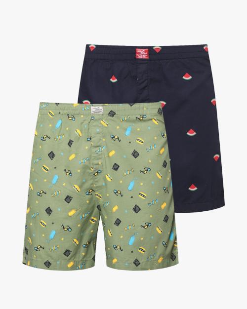 Buy Pack of 2 Novelty Print Slim Boxers with Back Patch Pocket Online ...