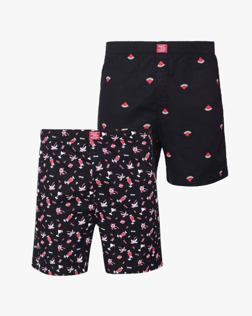 Buy Pack of 2 Novelty Print Slim Boxers with Back Patch Pocket Online ...